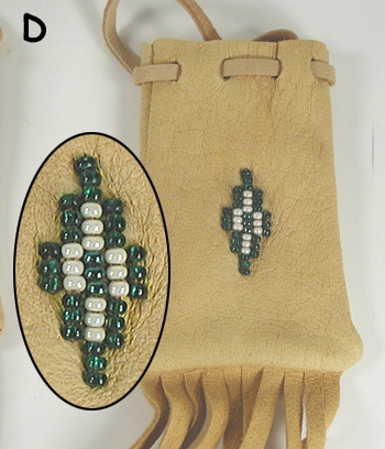 Medicine Bags of Buckskin hand made by Native American Indians